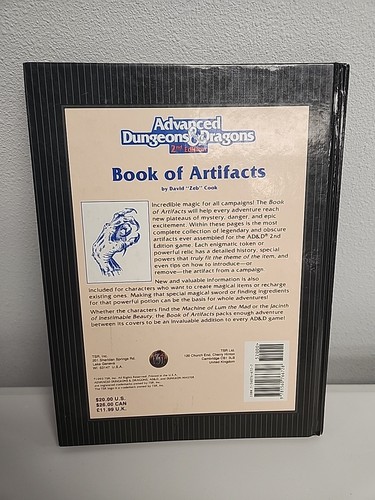 Advanced Dungeons & Dragons 2nd Edition Book of Artifacts 1993 AD&D ...