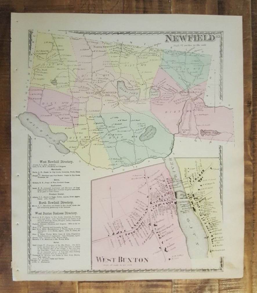 Antique MAP NEWFIELD & WEST BUSTON, MAINE - / Atlas York County, ME ...