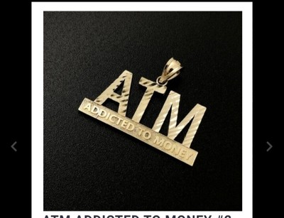 Men Solid 925 Sterling Silver Customized ATM Name Pendant 14k Yellow ...