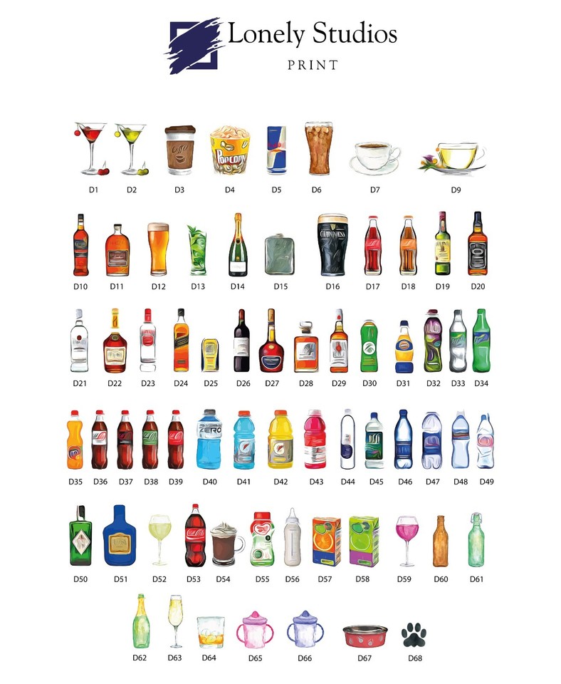 Personalised Family drinks print, gift for family, home wall art decor ...