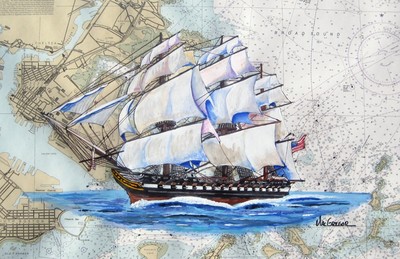 USS Constitution art print Old Ironsides Navy War of 1812 Boston Harbor ...