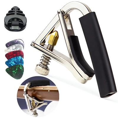 Alice A007V Metal Screw on Adjustable Guitar Capo with Picks Box and 5 ...