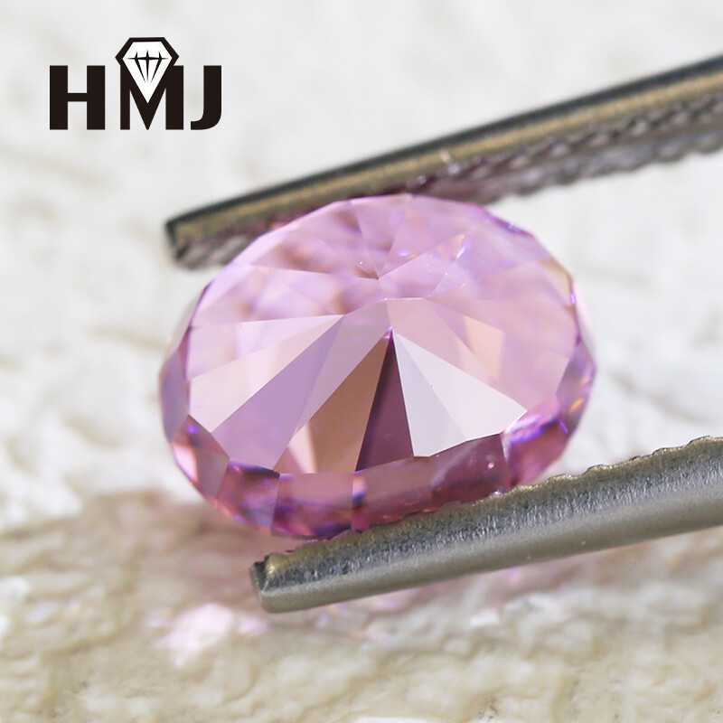 Oval Crushed Ice Cut Cubic Zircon CZ Stone Yellow Pink High Carbon ...