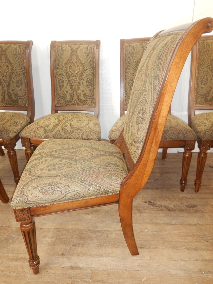 Ethan Allen Townhouse set of 8 Upholstered Dining Chairs Carved Wood | eBay