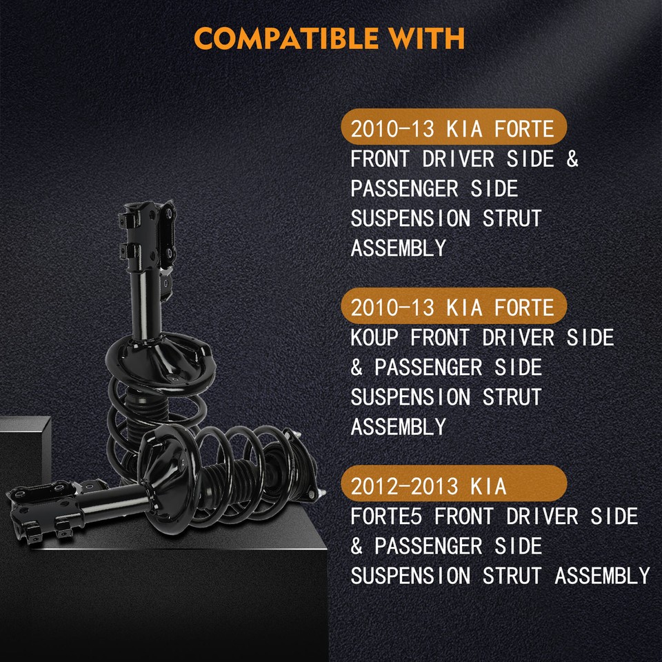 Pair Front Struts Shocks Coil Assembly For Kia Forte Forte5 Forte Koup ...
