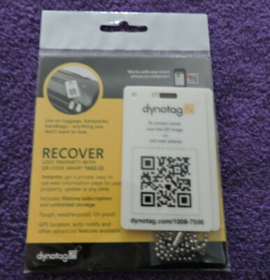 DYNOTAG QR CODE TAG FOR LUGGAGE, BACKPACKS, HANDBAGS NEW | eBay