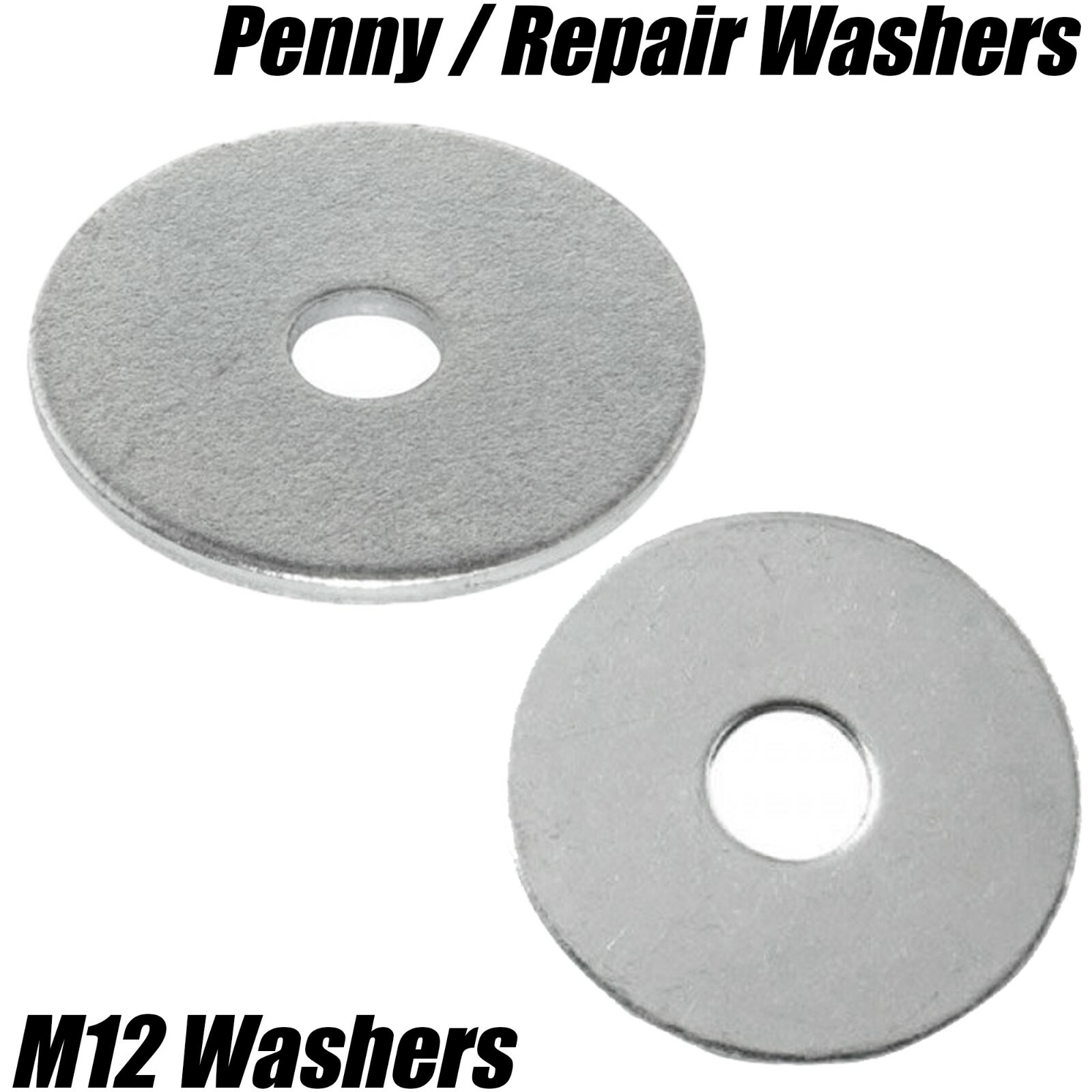 M12 12mm MUDGUARD / PENNY / REPAIR WASHERS FLAT WIDE LARGE WASHER ZINC ...