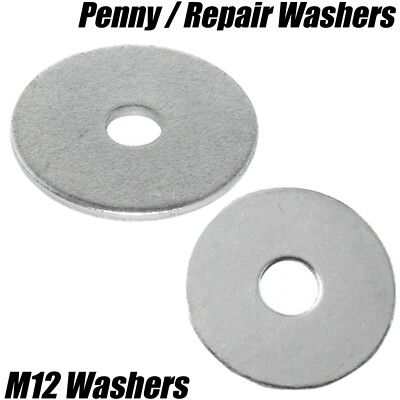 M12 12mm MUDGUARD / PENNY / REPAIR WASHERS FLAT WIDE LARGE WASHER ZINC ...