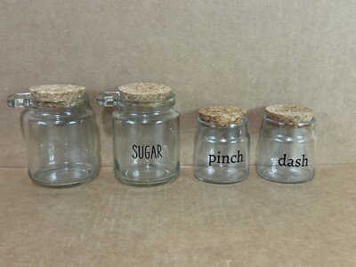 4 Glass Jars-Sugar, Dash. Pinch, 1-No Name | eBay