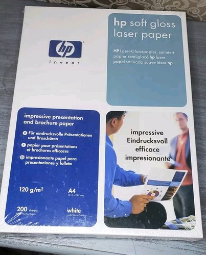 HP White Soft Gloss Laser Paper 120g A4 200 Sheets New Sealed ...