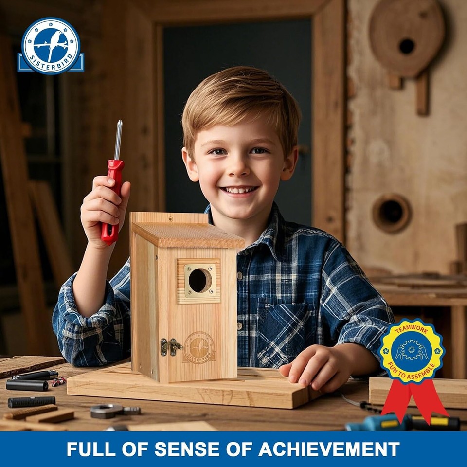 Bluebird Nesting Box with Copper Guard - Durable Cedar Bird House for ...