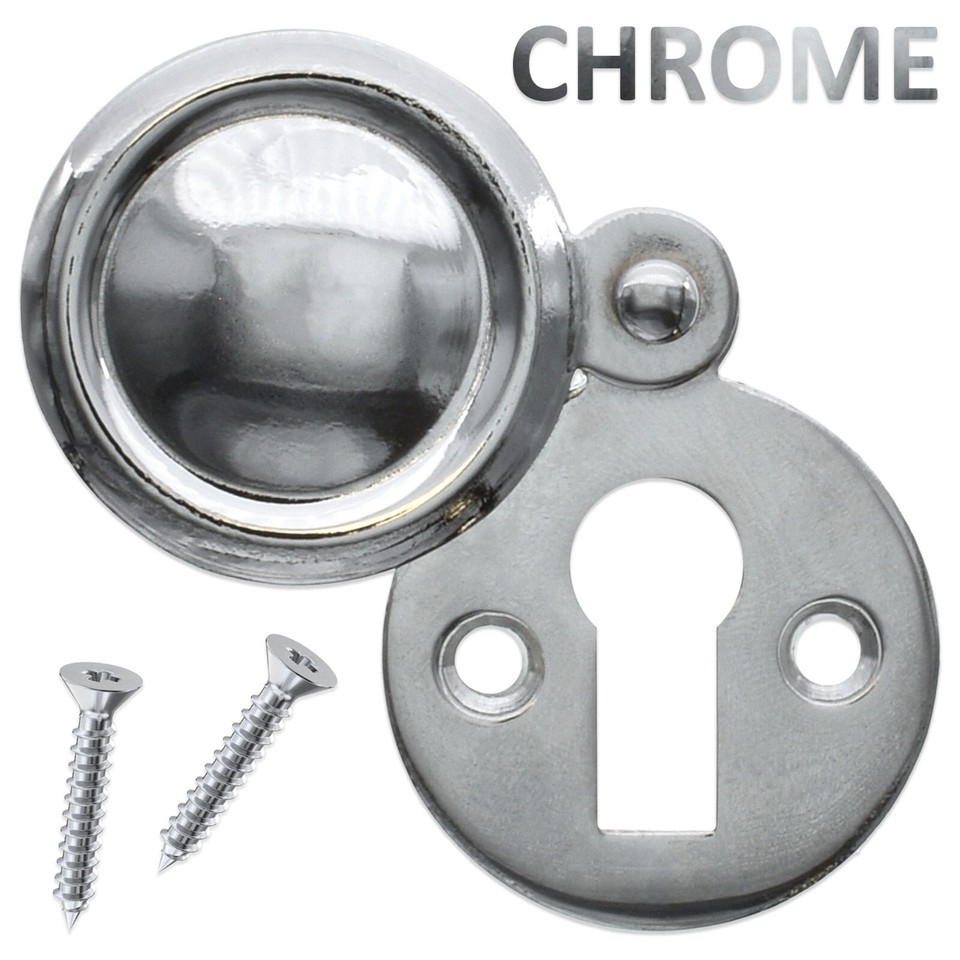 Key Hole Escutcheon x 2 POLISHED CHROME Keyhole Cover Plate Covered ...