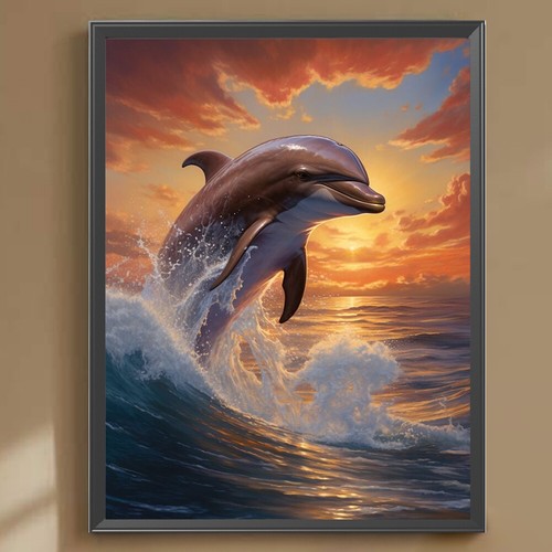 5D DIY Full Round Drill Diamond Painting Dolphin Kit Home Decor Art ...