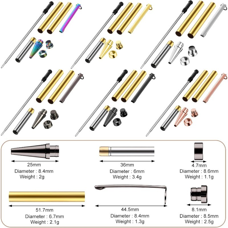 60 Pcs Twist Pen Kits for Woodturning 7mm Slimline Pen Bulk | eBay