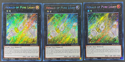 YUGIOH 3x Herald of Pure Light BLMR-EN078 Secret Rare 1st Edition NM ...
