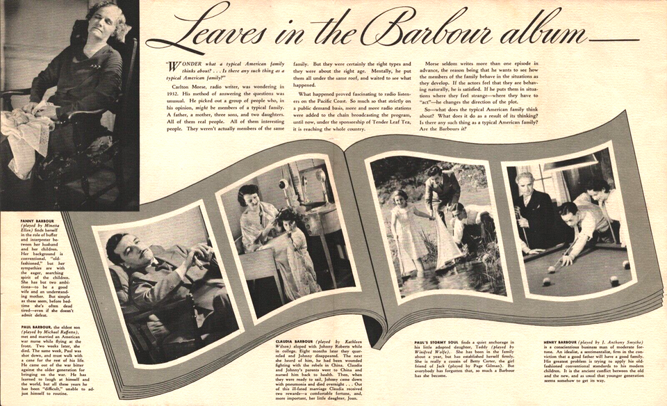 1935 ONE MAN'S FAMILY: U.S. RADIO SOAP OPERA PROGRAM vintage brochure ...