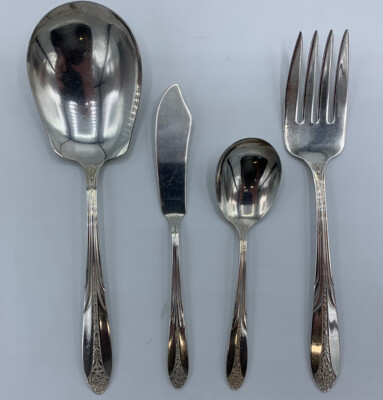 NATIONAL SILVER Co. PLATED FLATWARE "PRINCESS ROYAL" 1930’s 4 Serving ...