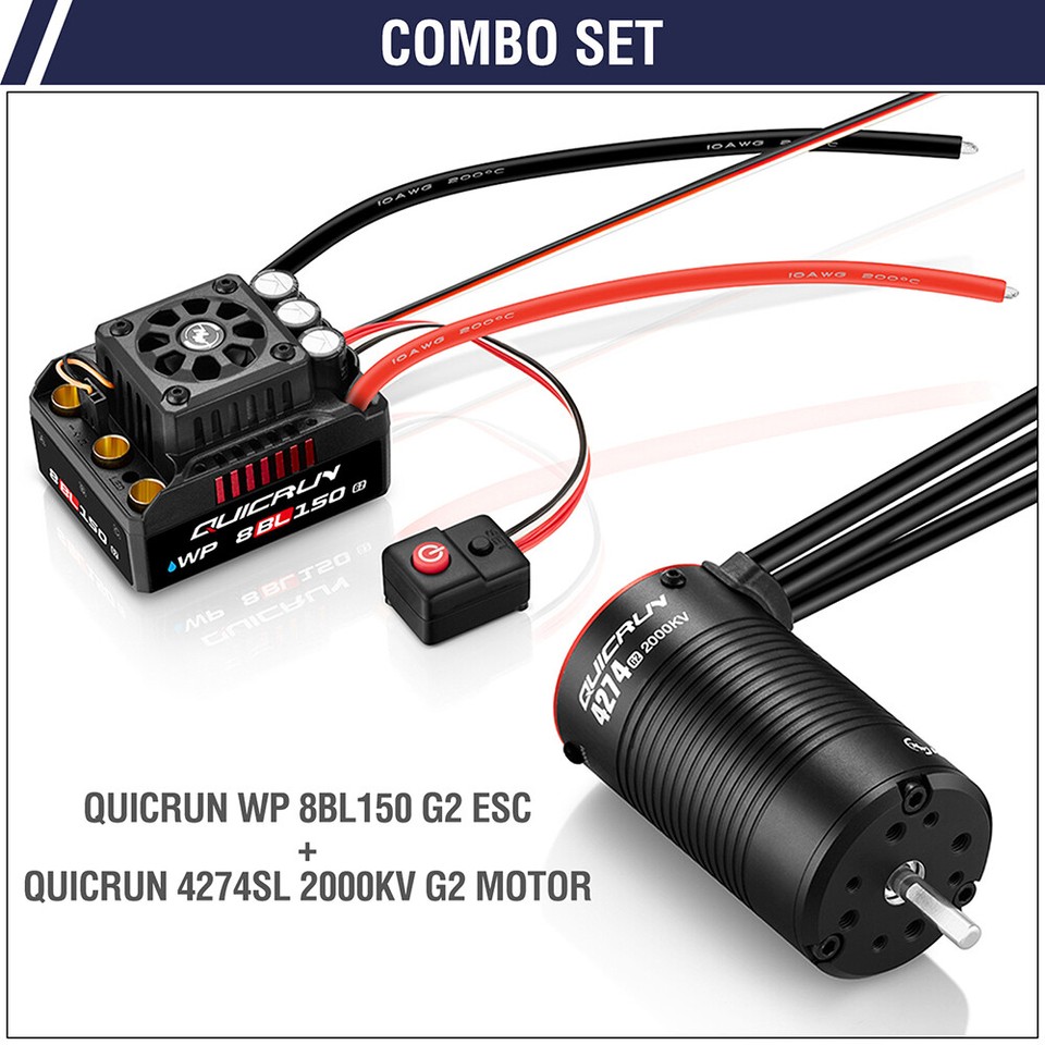 HOBBYWING QuicRun 150A G2 Brushless ESC 2000KV 2600KV Motor for 1/8 RC ...