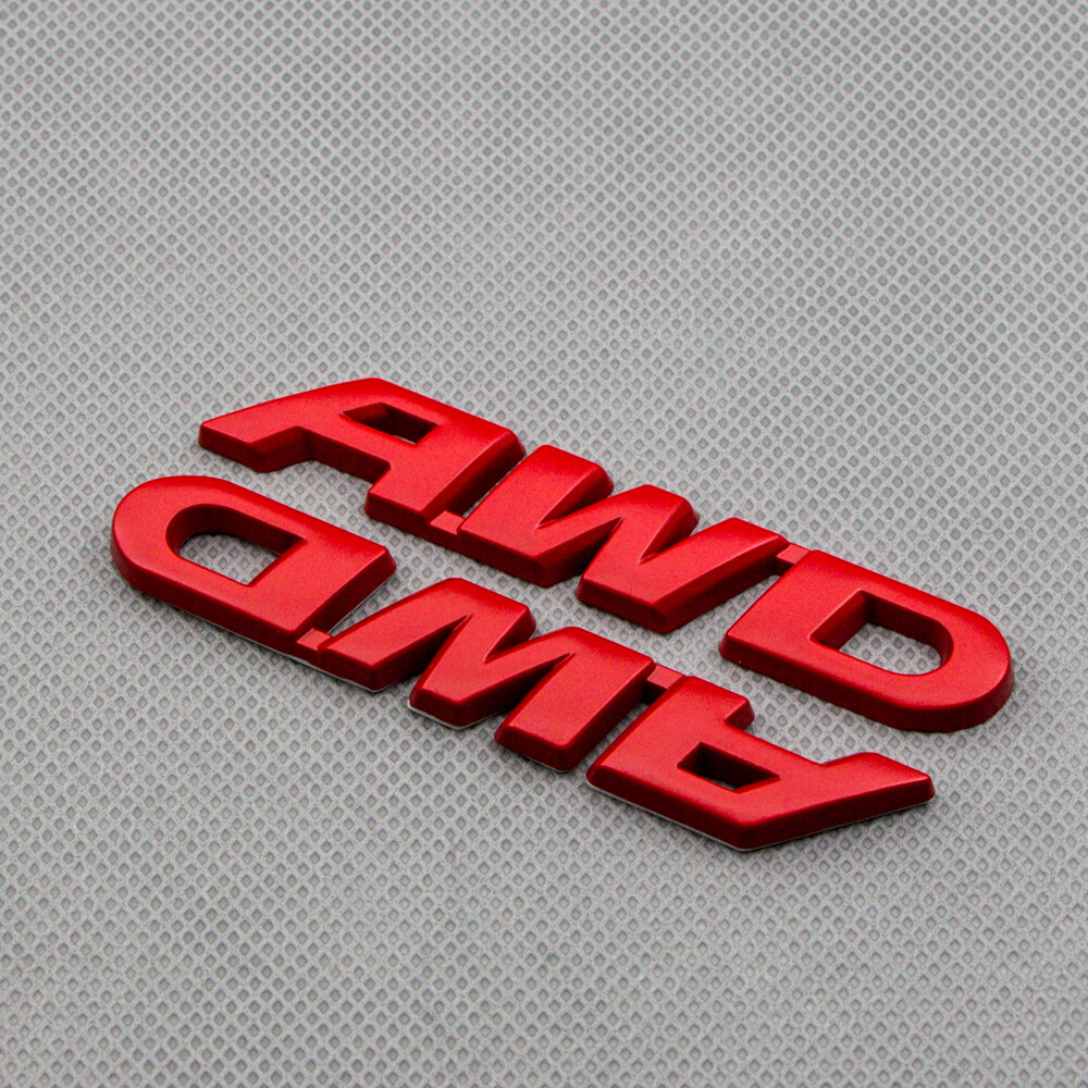 2Pcs Red Metal Small AWD Off Road Emblem All Wheel Drive Badge 3D Logo ...
