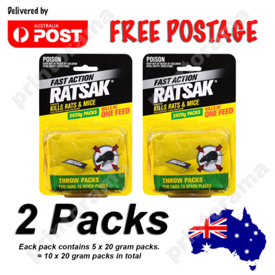 2 Packs (10 pieces) RATSAK Throw Packs - Fast Action for Mice Rats ...