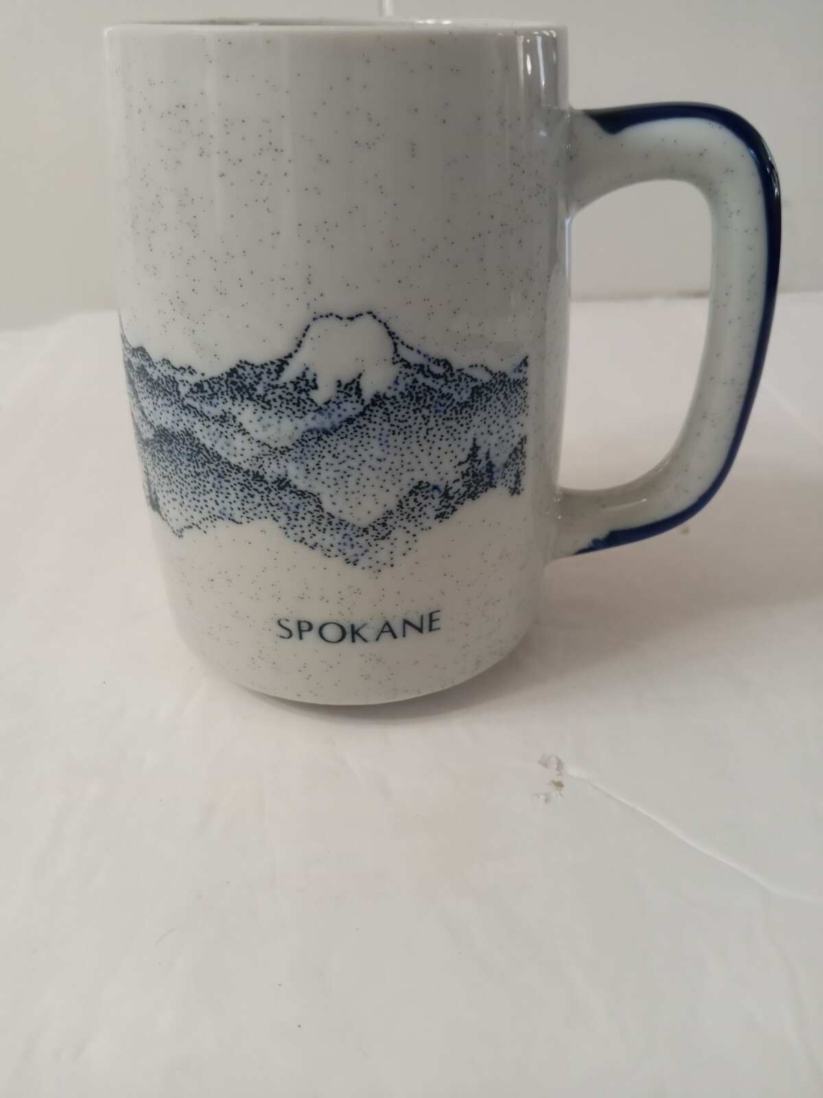 SPOKANE Mug Cup Etched Speckled Stoneware Light Gray, Blue, Washington ...