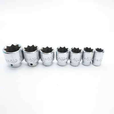 MAC TOOLS 7 PIECE 1/2 DRIVE SAE. SHALLOW CHROME 8 POINT SOCKET SET 1/2" TO 1" | eBay