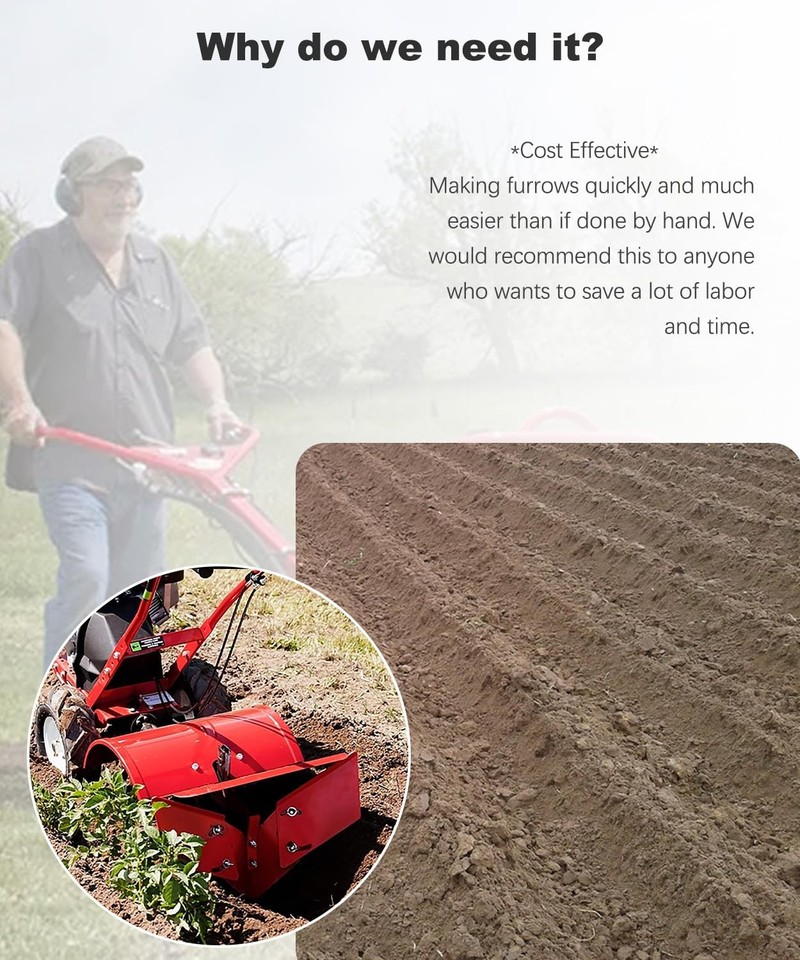 Hiller-Furrower Kit Rear Tine Rototillers, Compatible with Earthquake ...