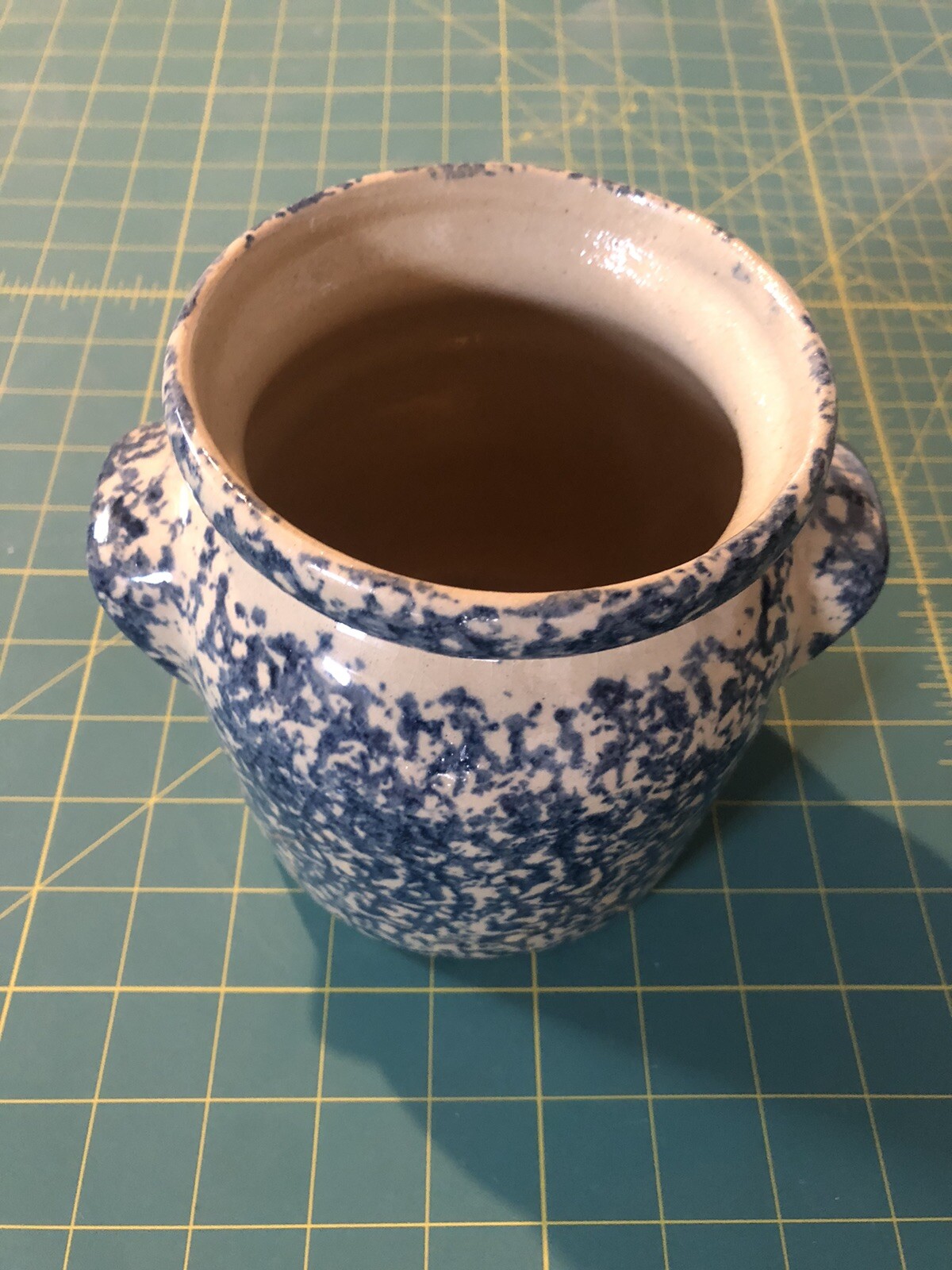 Robinson Ransbottom Pottery Blue Sponge Ware 1 Qt. Lidded Canister ...