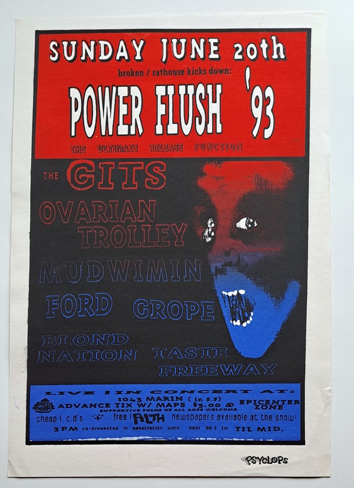 The Gits Rare Power Flush 93 Concert Poster Mia Zapata Seattle Punk ...