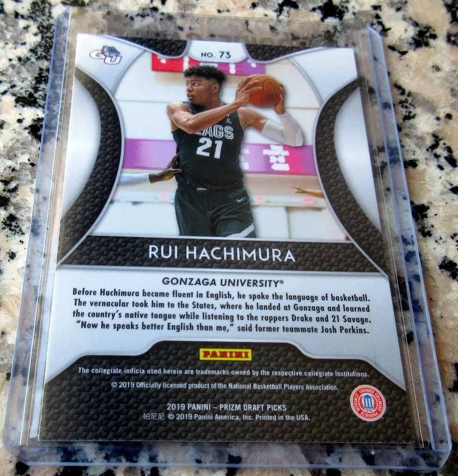 RUI HACHIMURA 2019 Prizm Chrome #1 Draft Pick Rookie Card RC Logo Japan ...