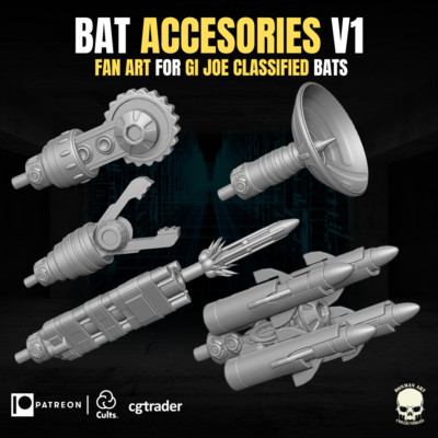 5 PCS LOT COBRA BAT arm attachments for use w/ 4" 6" 7" 12" GI Joe ...