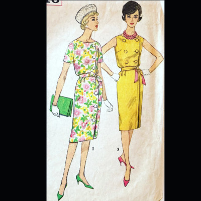 Vtg 60s Asymmetric Womens Sleeveless Sheath Dress Pattern Simplicity ...