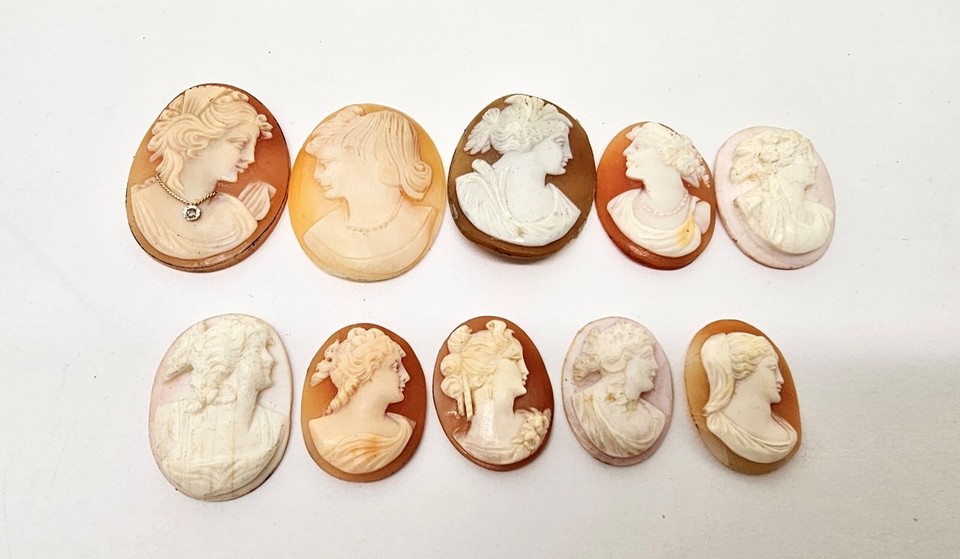 LOT OF 10 UNMOUNTED CARVED SHELL PORTRAIT CAMEOS,LARGEST 1 3/8" X 1". | eBay
