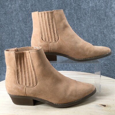 Universal Thread Boots Womens 10 Pointed Toe Ankle Bootie Beige Fabric ...