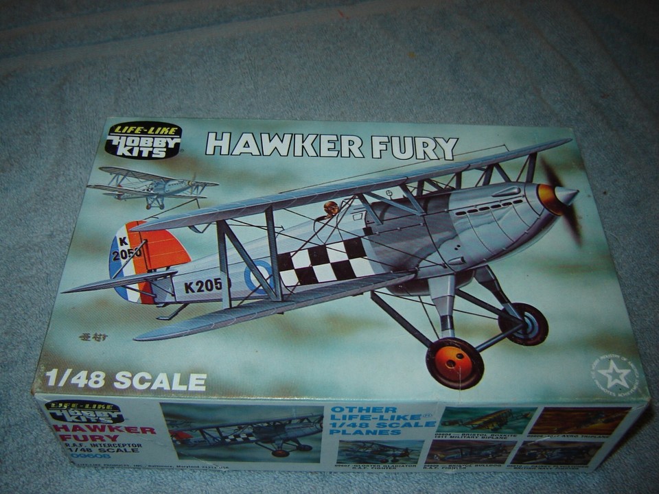 Life Like Hobby kit #09608 Hawker Fury Box open 1/48 Scale Kit Mint in ...