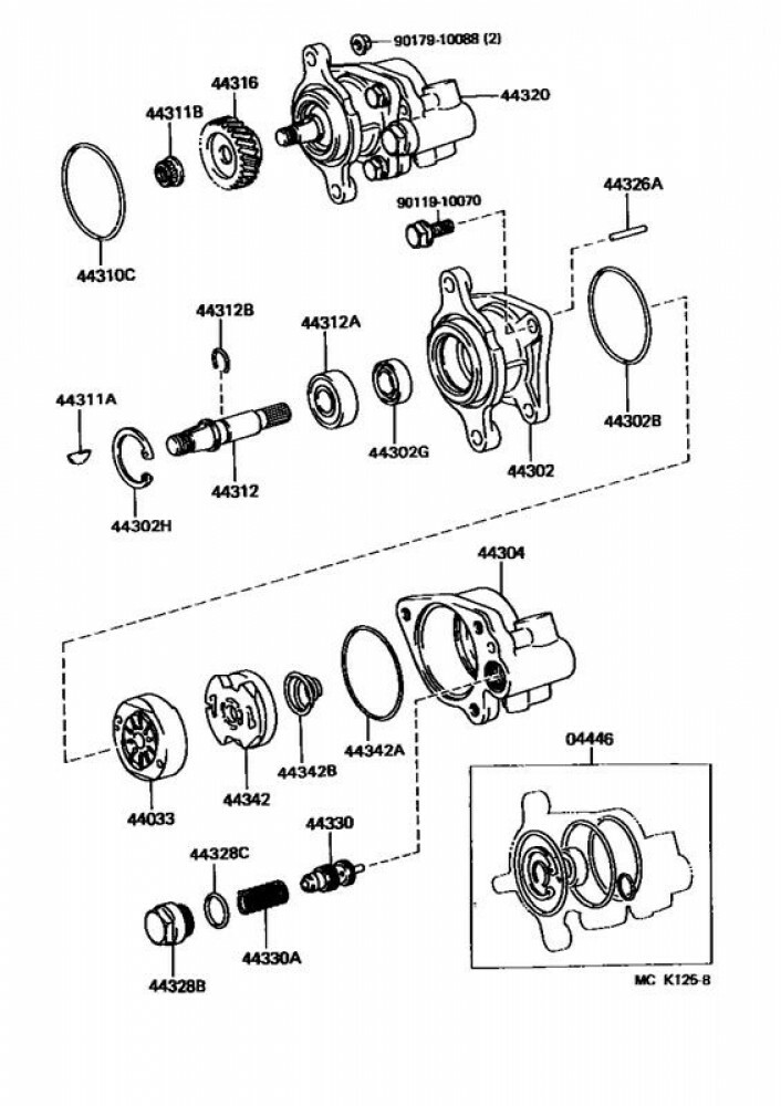 TOYOTA Genuine OEM GASKET KIT, POWER STEERING PUMP LAND CRUISER 04446 ...
