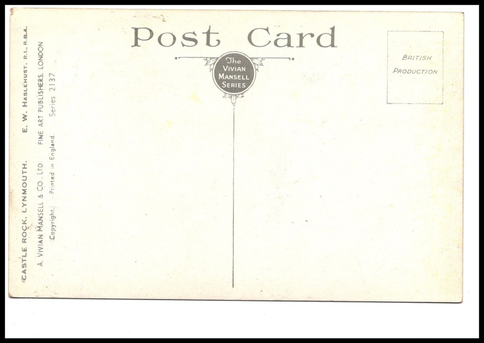 Postcard Castle Rock Lynmouth UK Vivian Mansell Series 2137 England | eBay