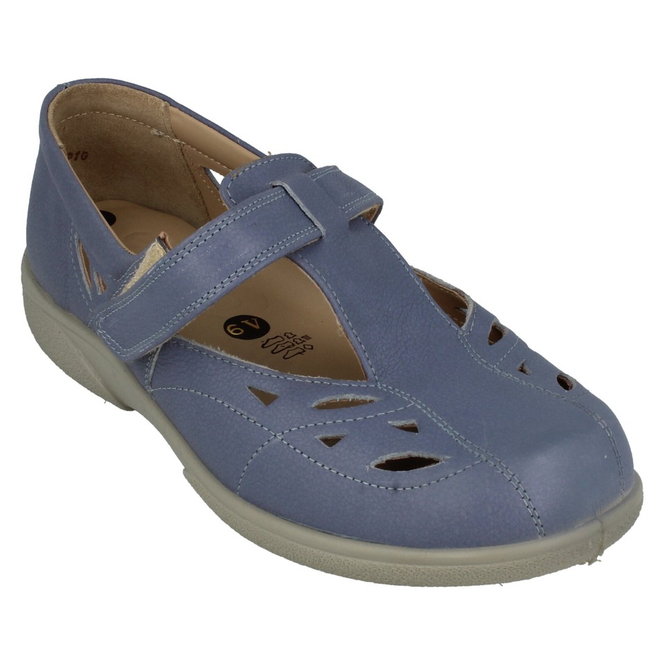 Ladies Hook & Loop Easy B Leather Casual Shoes: Flavia (Factory Seconds ...