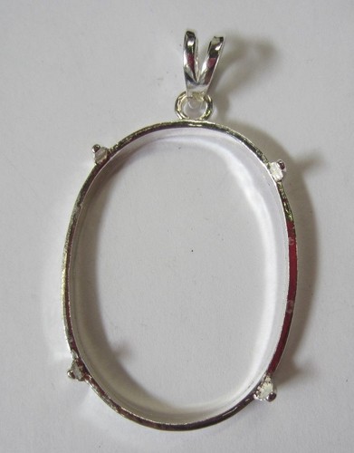 1pc 30x40mm Solid Sterling Silver Prenotched Cabochon Shell Pendant ...