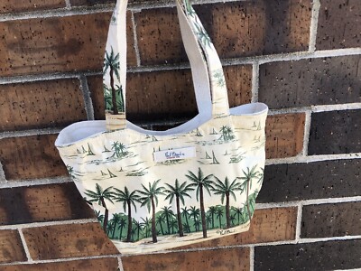 Paul Brent Coastal Life Palm Tree Beach Bag Green Tan Seahorse ...