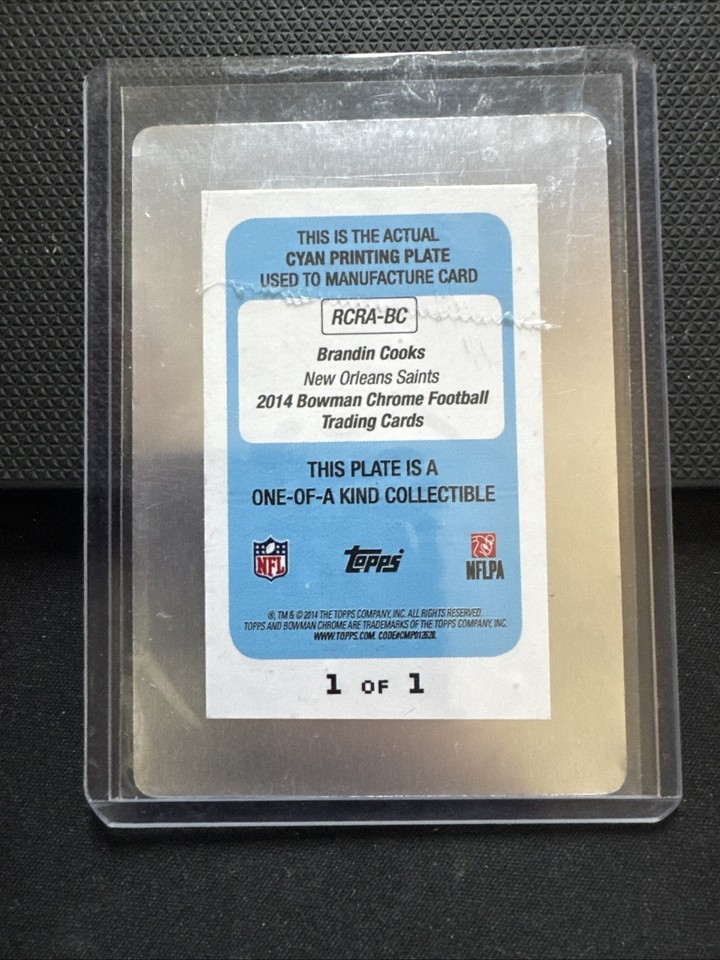 BRANDIN COOKS 2014 TOPPS BOWMAN CHROME AUTO RC ROOKIE CYAN PRINTING ...