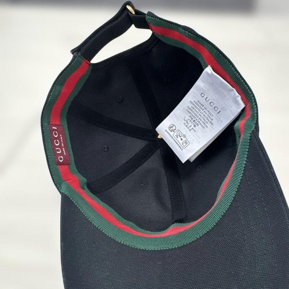 Gucci Black Hat Gold Logo 57cm | eBay