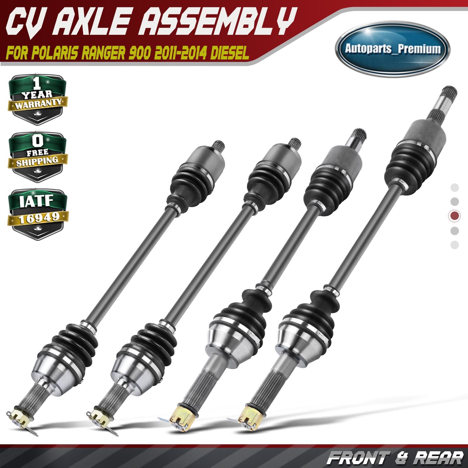 4Pcs Front & Rear CV Axle Assembly for Polaris Ranger 900 11-14 Ranger ...