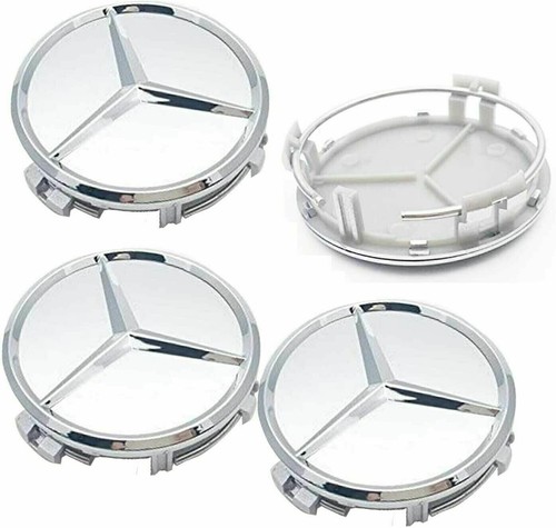 Fits for Mercede s A C S E Badge Matte Silver Wheel Rim Cover Hub Caps ...