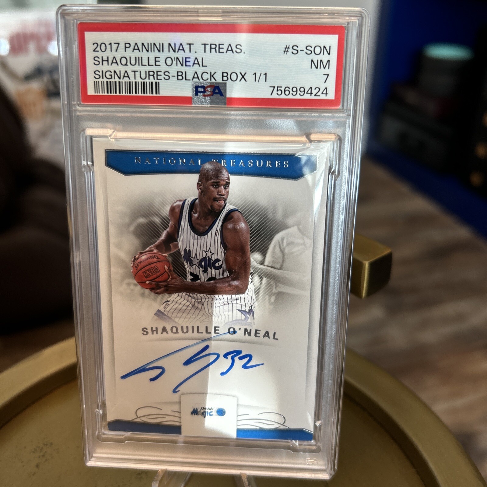 2017-18 National Treasures Shaquille O'Neal Black Box 1/1 on card AUTO ...