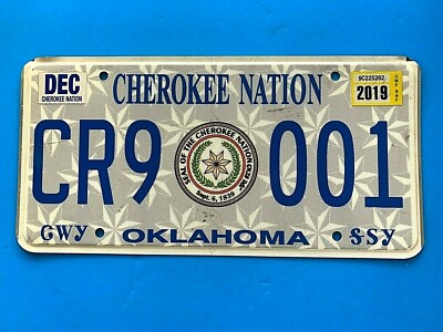 2019 Oklahoma Cherokee Nation License Plate CR9 001 OK Car Tag #36 | eBay