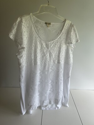 Emerge Women's White Lace Blouse Size L | eBay