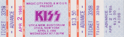 1986 KISS Asylum Tour Concert Ticket Full Untorn Vintage Collectible NM ...