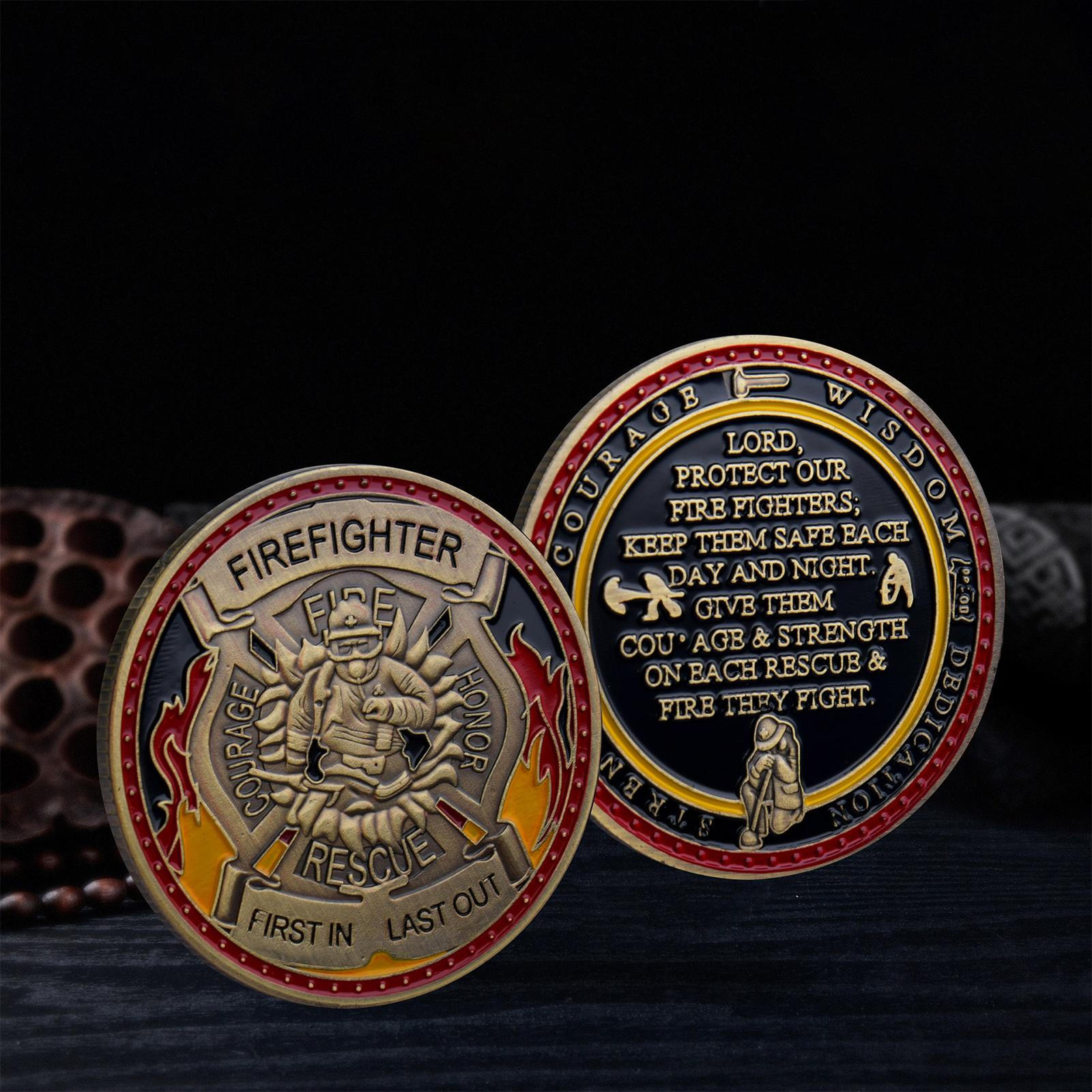 Firefighter Challenge Coin Fire Department Rescue Prayer Coin Fireman's ...