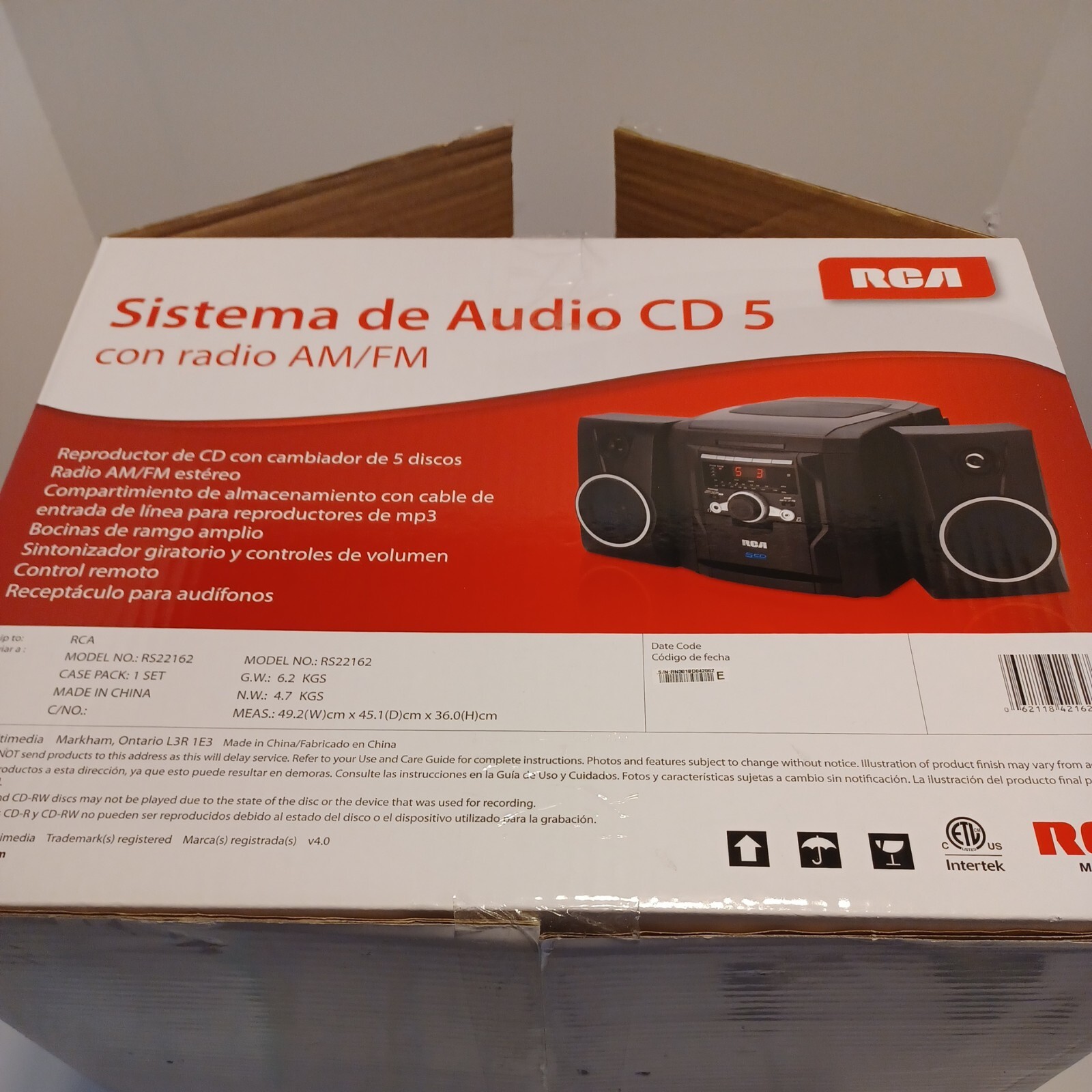 NEW RCA 5 cd Audio System With am/fm Radio stereo system Rs22162 New ...
